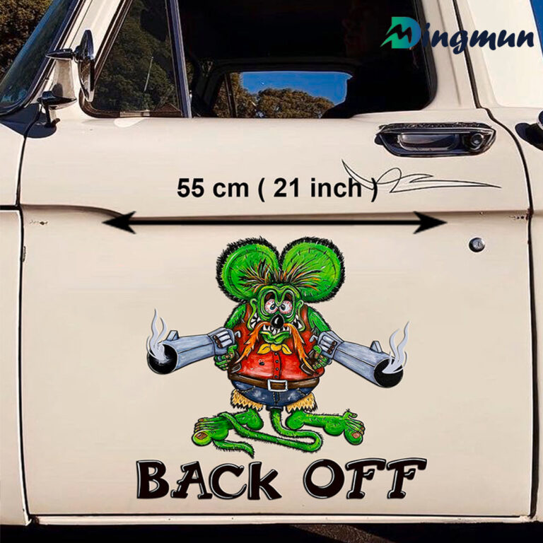 Hot Rod Rat Rink With Guns Vinyl Door Art Decals - Dingmun