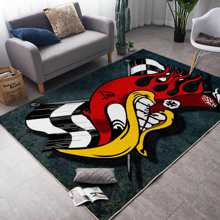 Hot Rod Mr. Horsepower Red Devil Garage Round Rug - Dingmun