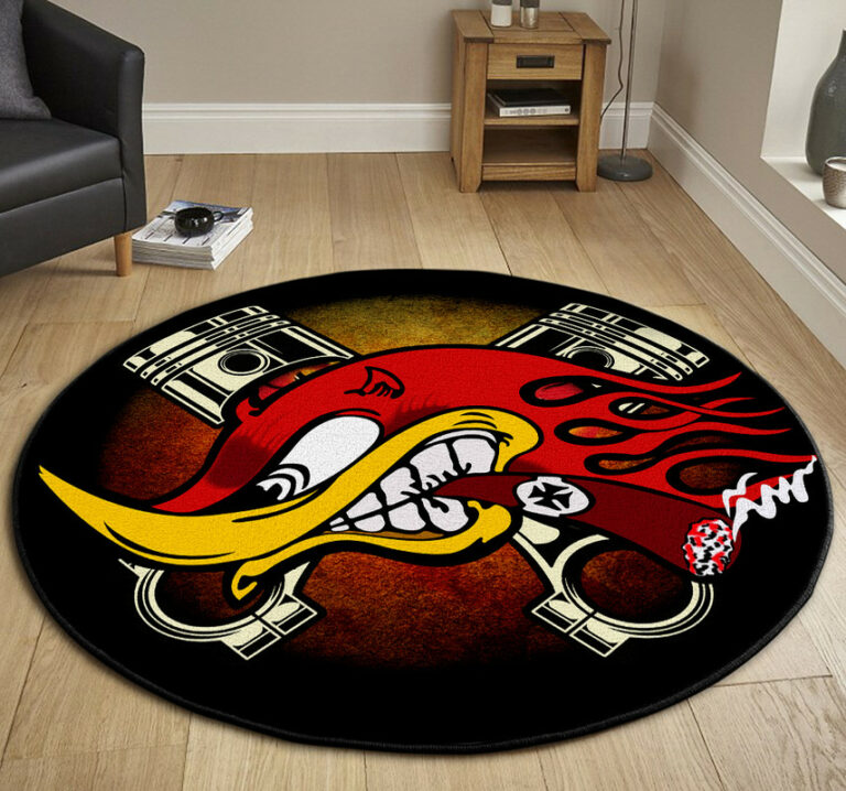 Hot Rod Mr. Horsepower Devil Garage Round Floor Mats - Dingmun