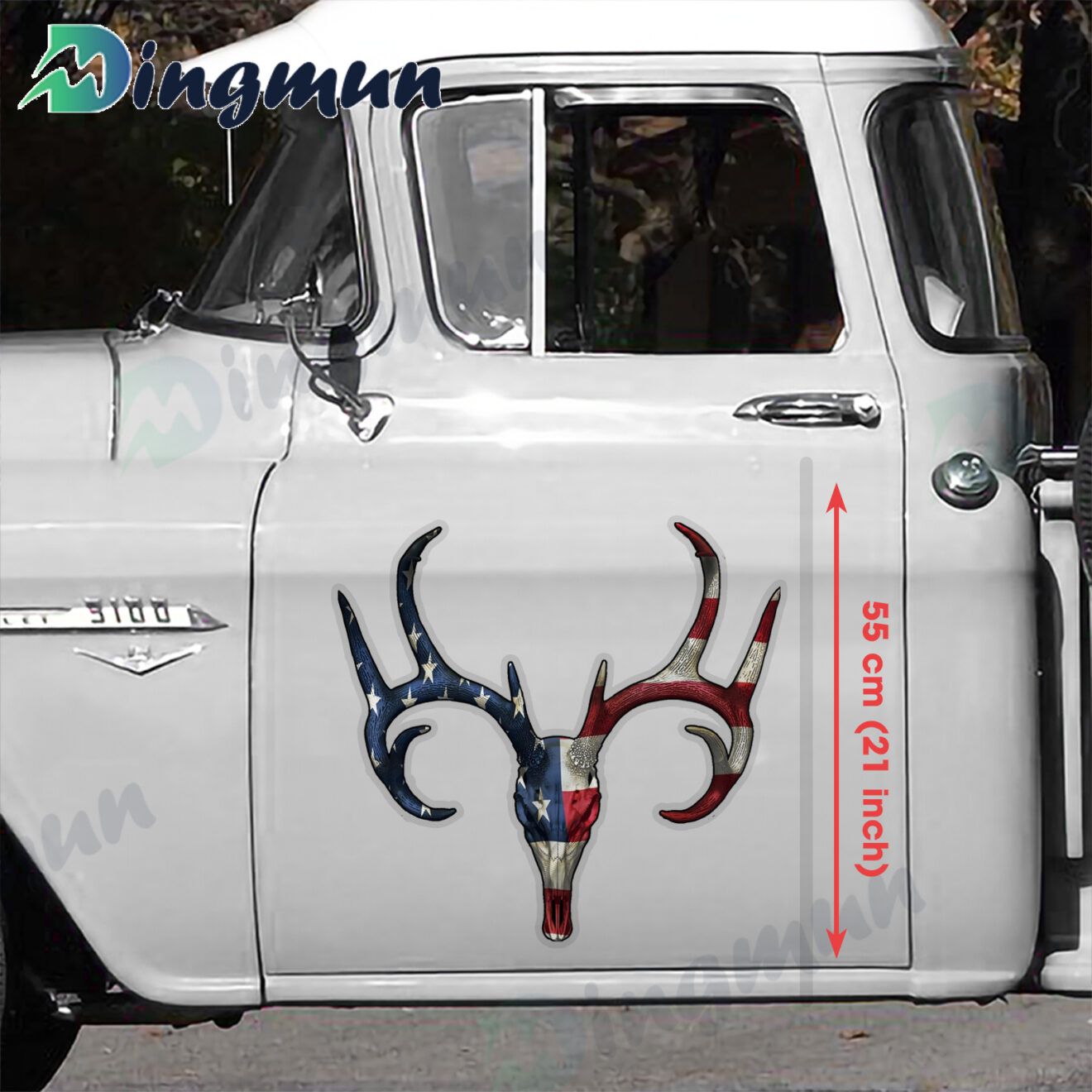 Deer Buck Skull American Flag Sticker Decal Gift For Deer Hunter - Dingmun