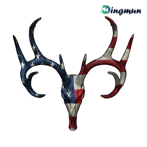 Deer Buck Skull American Flag Sticker Decal Gift For Deer Hunter - Dingmun