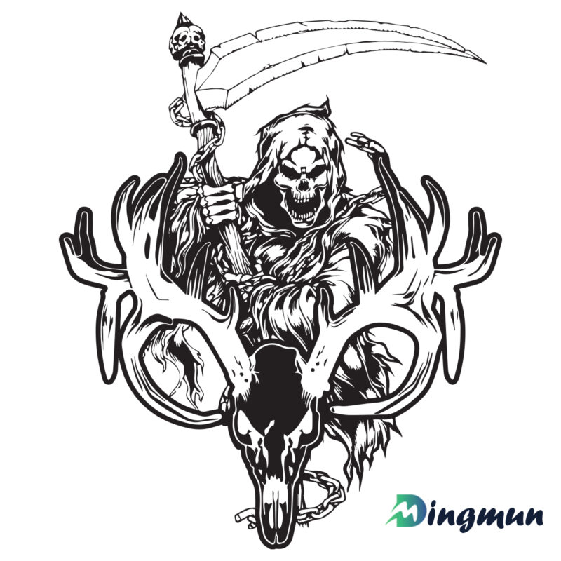 Grim Reaper And Deer Skull Bone Hunting Vinyl Decals For Car Truck ...