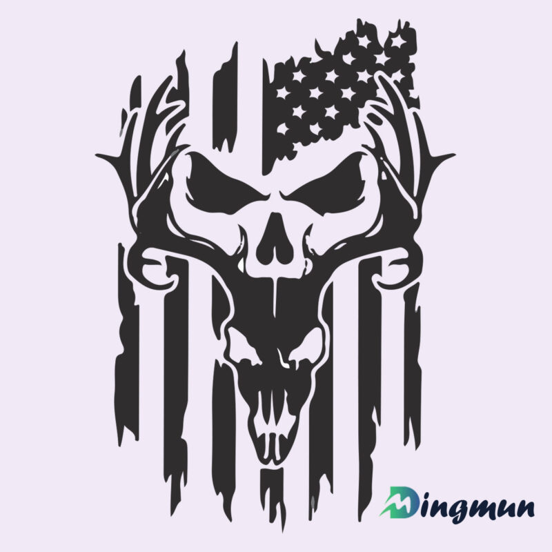 American Flag And Skull Deer Hunting Vinyl Decals Sticker For Truck ...