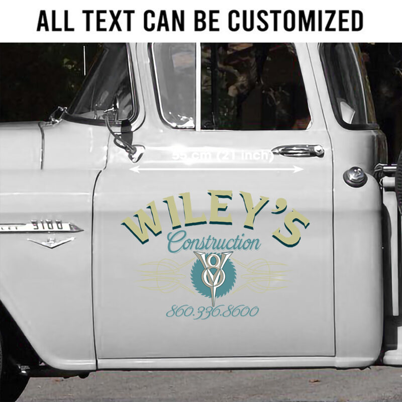 Custom V8 ConstructionHot Rod Garage Vinyl Pinstriping Decals For Car ...