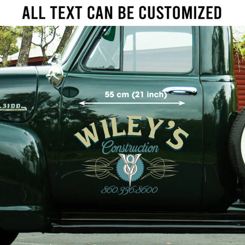 Custom V8 ConstructionHot Rod Garage Vinyl Pinstriping Decals For Car ...