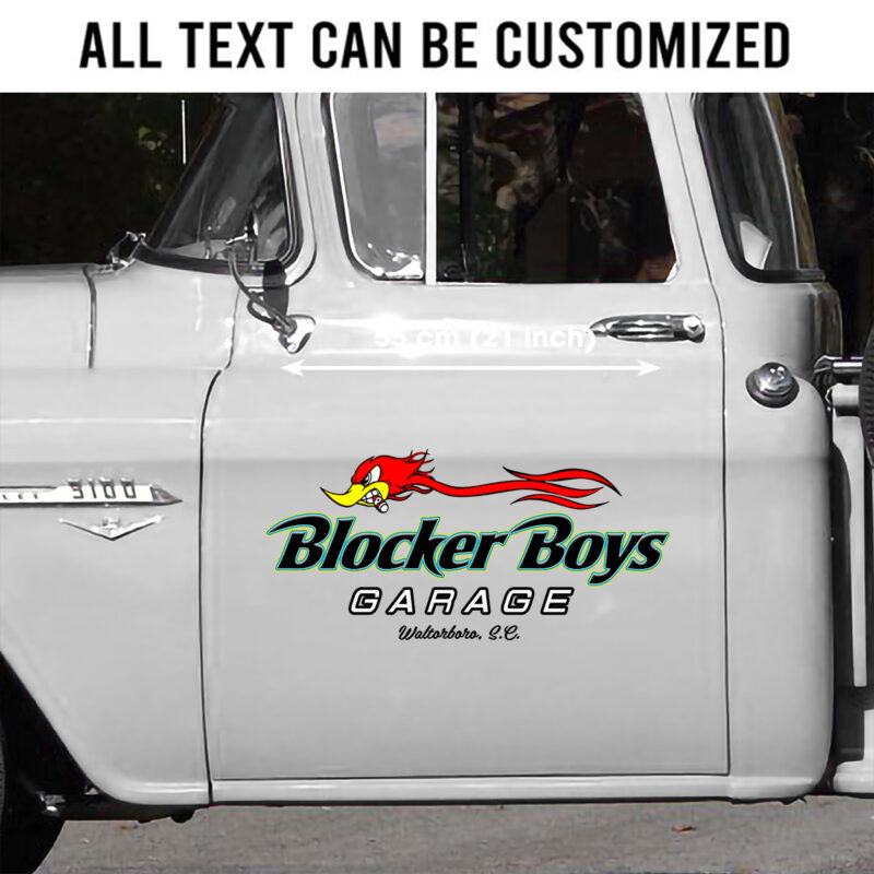 2 Pcs Personalized Hot Rod Garage Blocker Boys Old School Vinyl ...