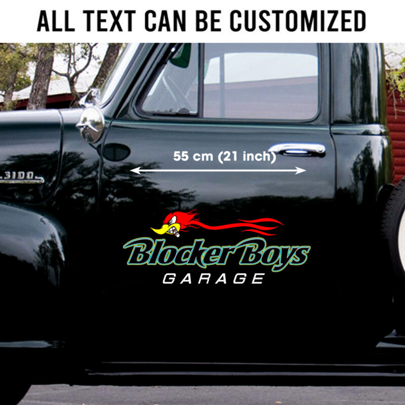 2 Pcs Personalized Hot Rod Garage Blocker Boys Old School Vinyl ...