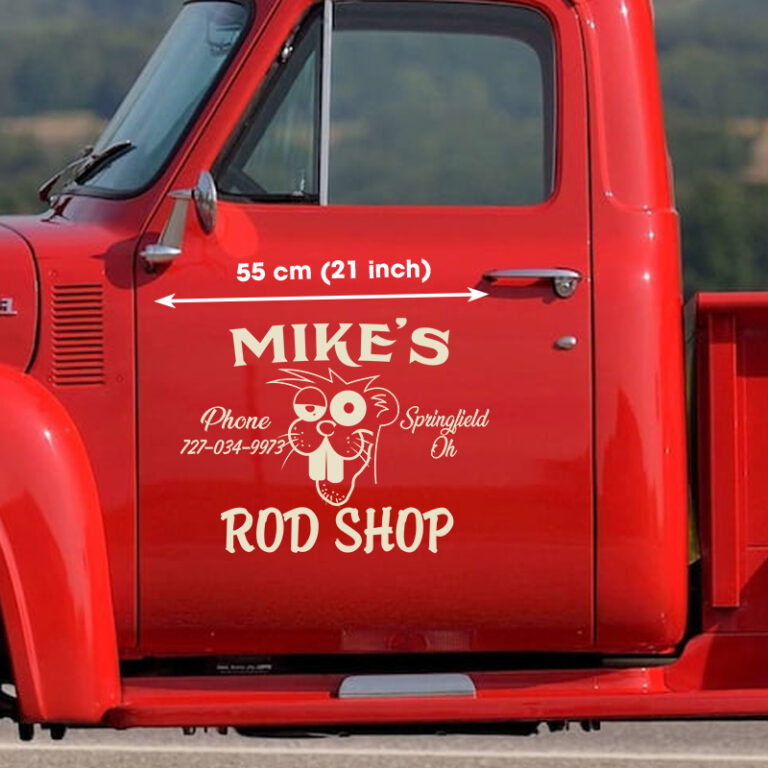 Personalized Vintage Rod Shop Decals - Dingmun