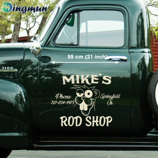 Personalized Vintage Rod Shop Decals - Dingmun