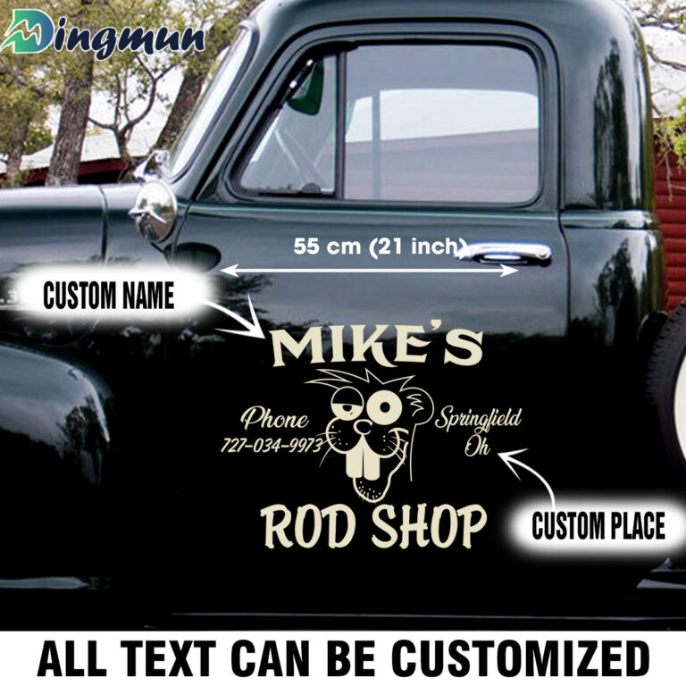 Personalized Vintage Rod Shop Decals - Dingmun