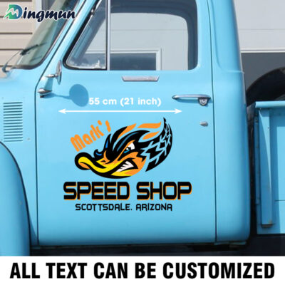 Personalized Speed Shop Rat Rod Door Decals - Dingmun