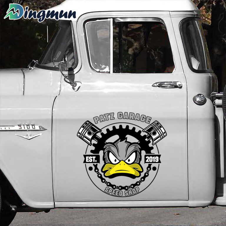 Personalized Rat Rod Duck Garage Vinyl Decals - Dingmun