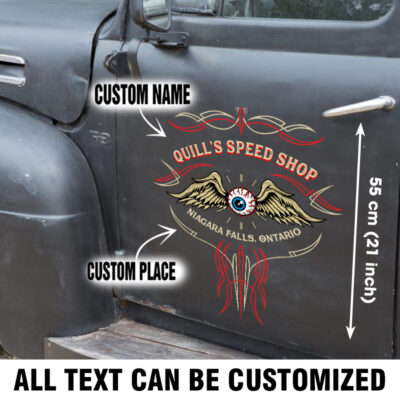 Personalized Hot Rod Speed Shop Door Decals - Dingmun