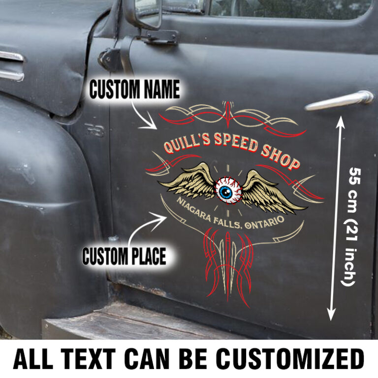 Personalized Hot Rod Speed Shop Door Decals - Dingmun