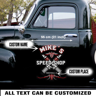Custom Speed Shop Door Decals - Dingmun
