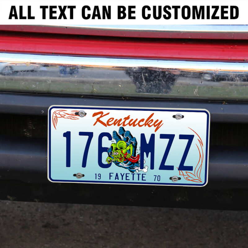 Custom Rat Fink Hot Rod Classic Car License Plate - Dingmun