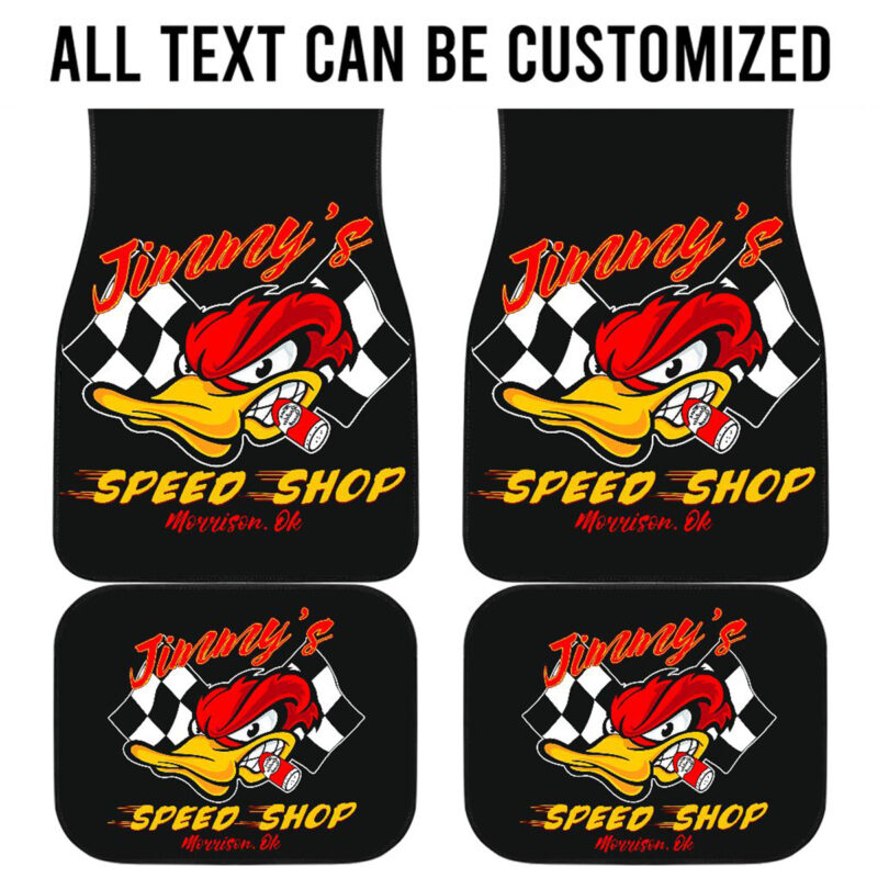 Personalized Hot Rod Garage Speed Shop Hot Rod Car Floor Mats - Dingmun