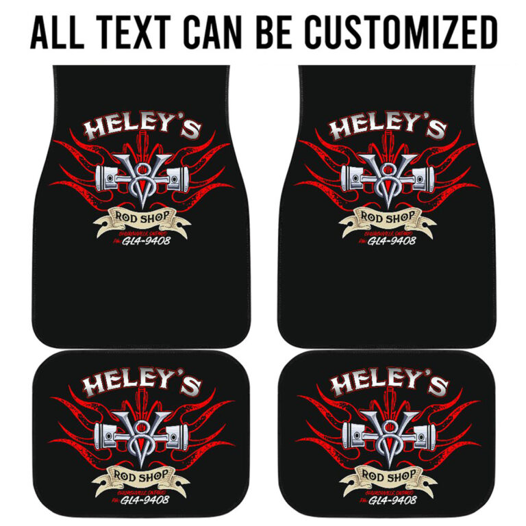 Custom V8 Hot Rod Garage Pinstriping Car Floor Mats - Dingmun
