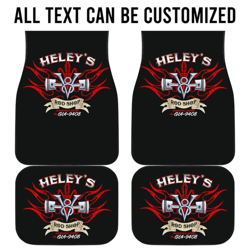 Custom V8 Hot Rod Garage Pinstriping Car Floor Mats - Dingmun