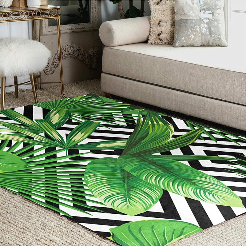 Summer Exotic Jungle Tropical Palm Tree Leaves Area Rug For Living Room ...
