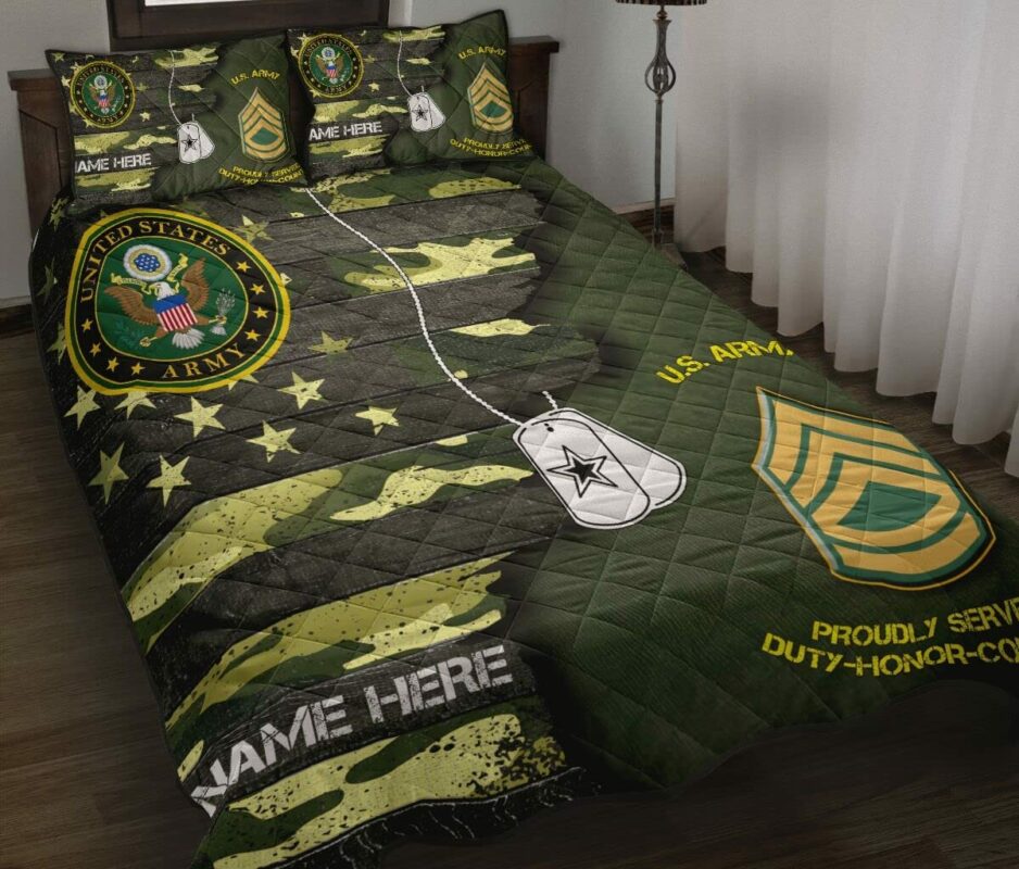 U.S. Army Ranks Personalized Name And Ranks Quilt Bedding Set - Dingmun
