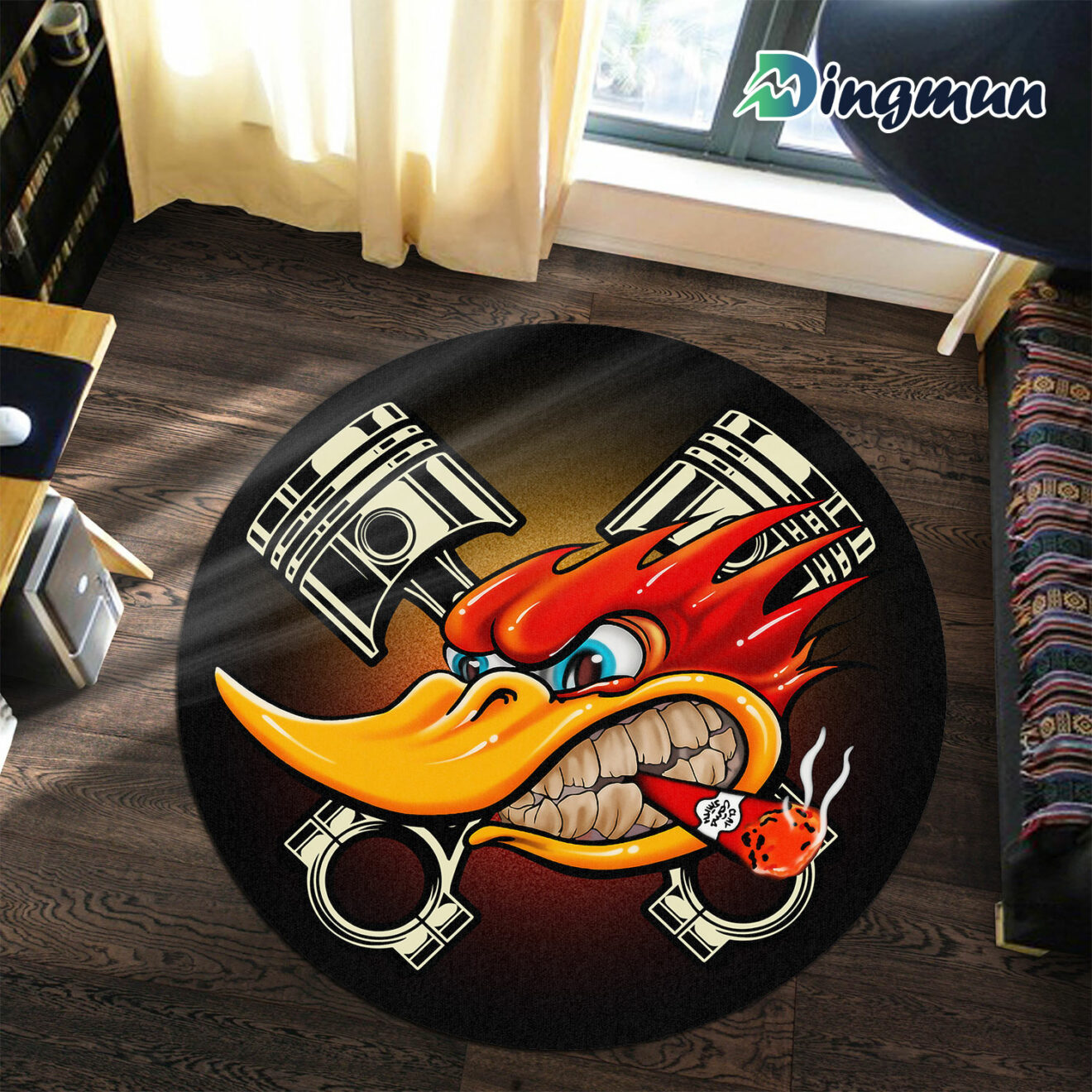 Mr Horsepower Hot Rod Garage Round Rug - Dingmun