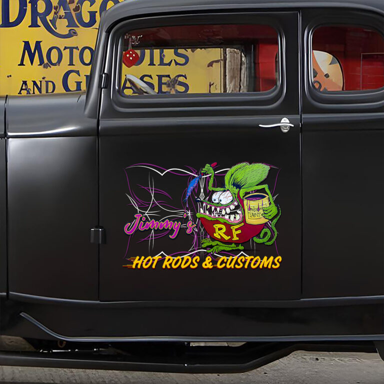Personalized Rat Fink Speed Hot Rod And Customs Shop Vinyl Wrap Sticker ...