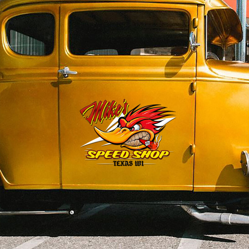 Personalized Speed Shop Mr Horsepower Decal 2 Pcs For Car Door Sticker