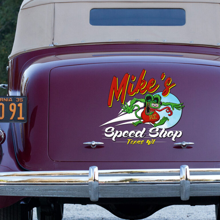Personalized Hot Rod Rat Fink Speed Shop Vinyl Stickers - Dingmun