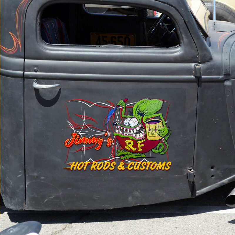 Personalized Rat Fink Speed Hot Rod And Customs Shop Vinyl Wrap Sticker ...