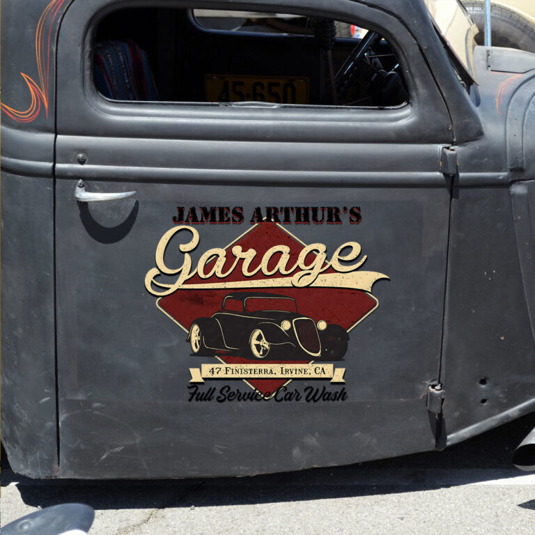 Personalized Hot Rod Garage Shop Vinyl Wrap Sticker - Dingmun