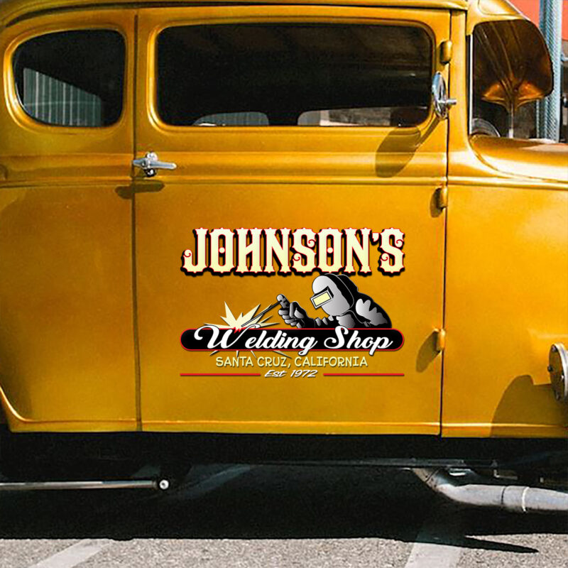 Personalized Hot Rod Garage Welding Shop Vinyl Wrap Sticker - Dingmun