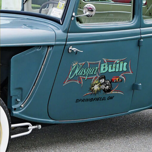 Personalized Hot Rod Pinstripe Built Speed Shop Garage Stickers - Dingmun