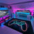 Neon Lights Effect Game Controller Design Area Rug For Game Room - Dingmun