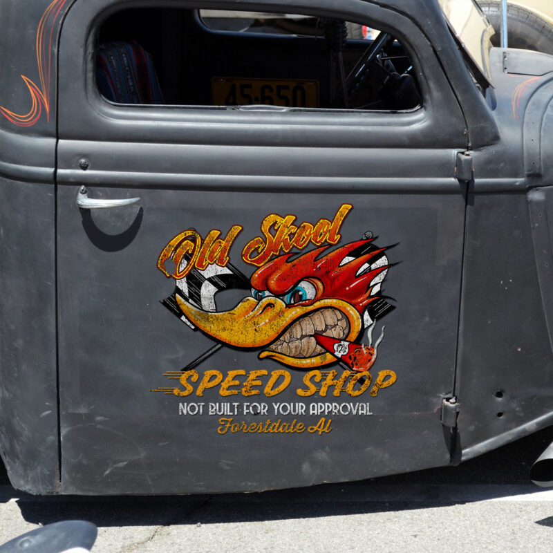 Personalized Vintage Old Skool Speed Shop Decal - Dingmun