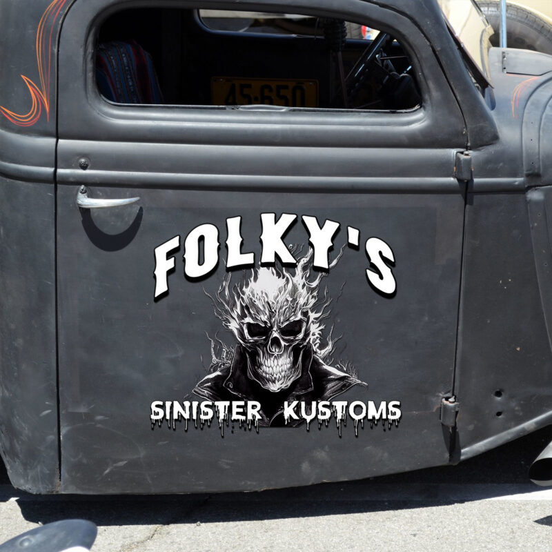Personalized Sinister Skull Kustoms Decal - Dingmun