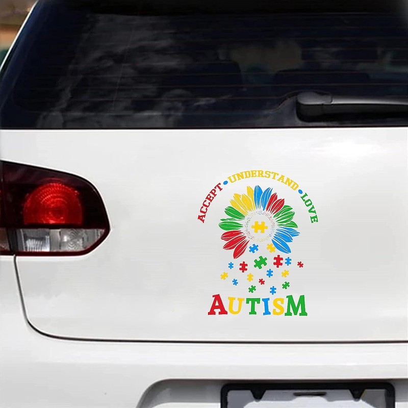 Autism Awareness Sunflower Car Decals - Accept, Understand, Love ...