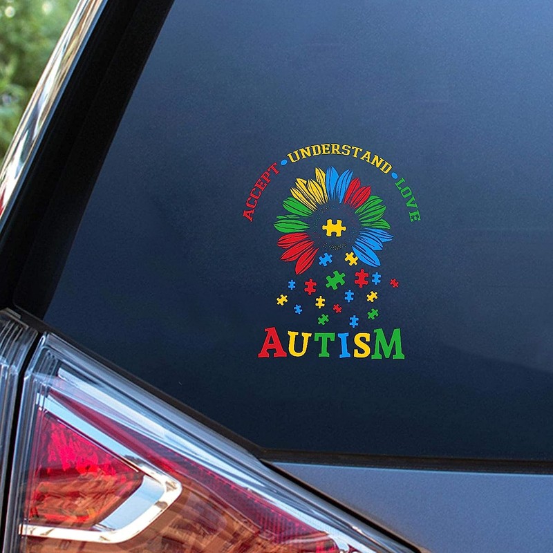 Autism Awareness Sunflower Car Decals - Accept, Understand, Love ...