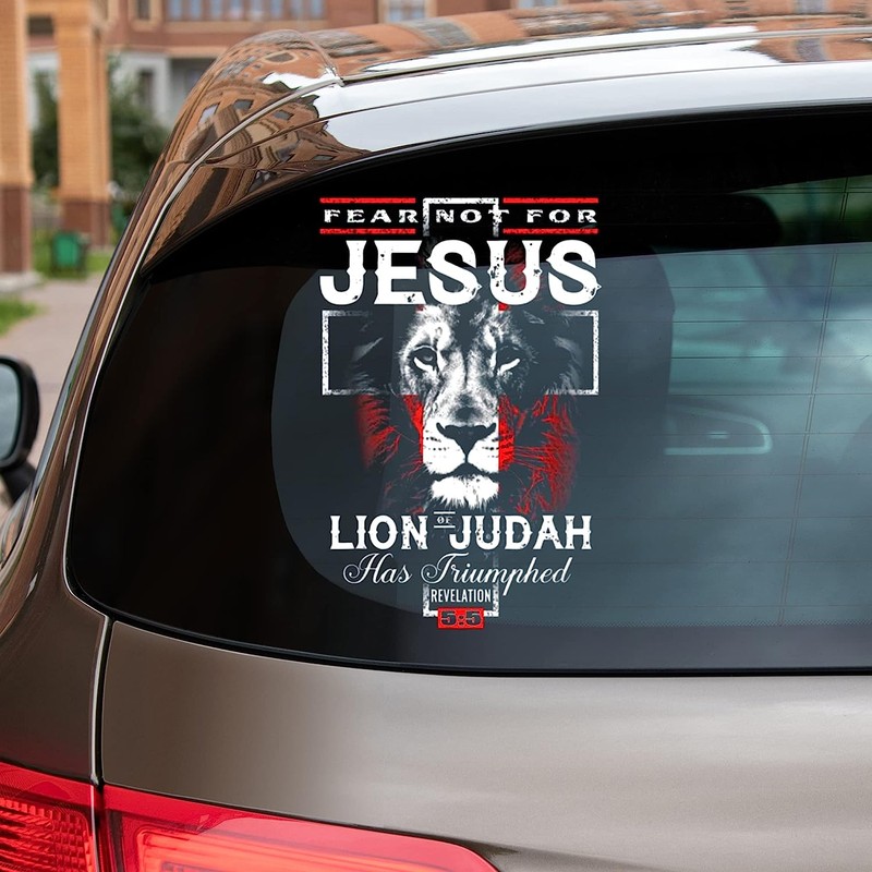 Fear Not for Jesus Lion of Judah Has Triumphed Transparent Vinyl Car ...