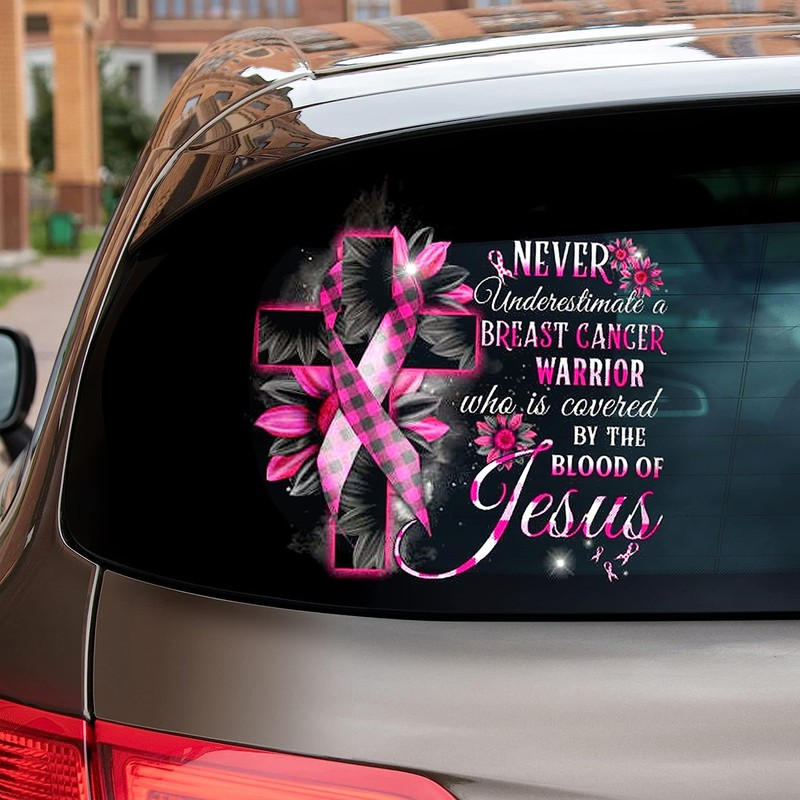 Breast Cancer Awareness Pink Caro Pattern Jesus Cross Vinyl Transparent ...