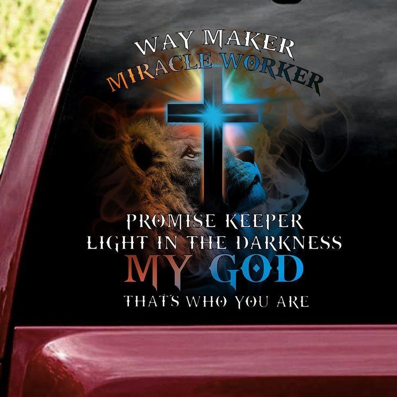 Lion Cross Light Way Maker Miracle Worker God Vinyl Decals Sticker For ...