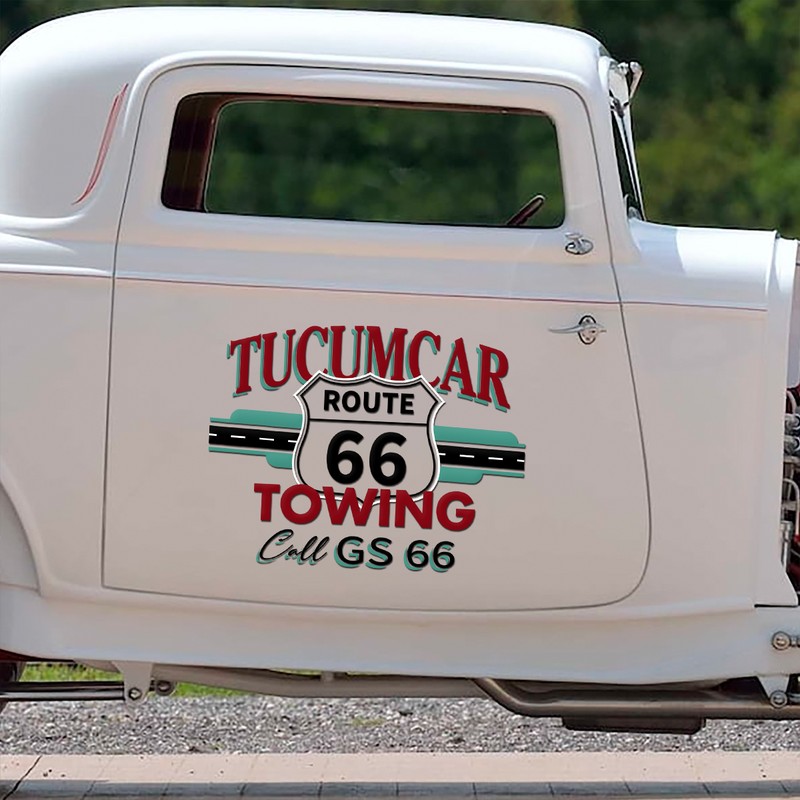Personalized Route 66 Towing Vinyl Sticker - Dingmun