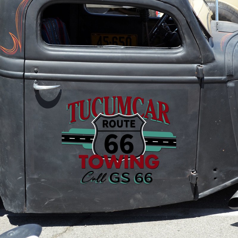 Personalized Route 66 Towing Vinyl Sticker - Dingmun
