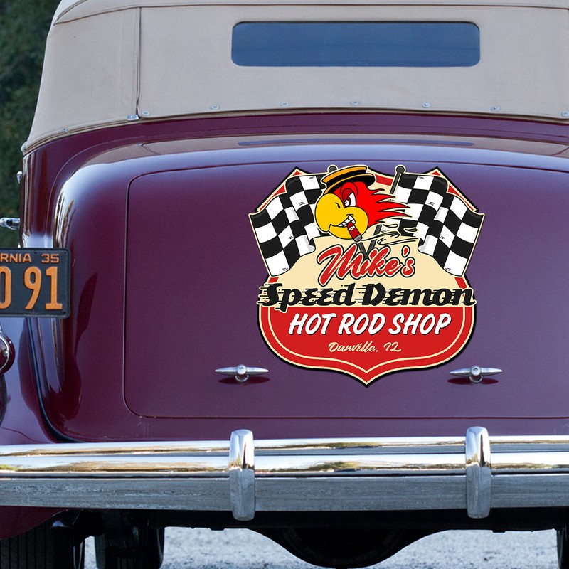 Personalized Woodpecker Garage Vinyl Decals – Mr. Horsepower Hot Rod ...