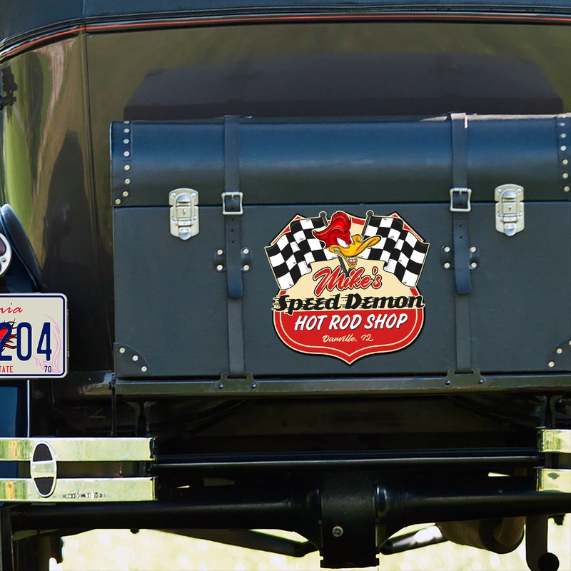 Personalized Speed Demon Hot Rod Woodpecker Vinyl Stickers - Dingmun