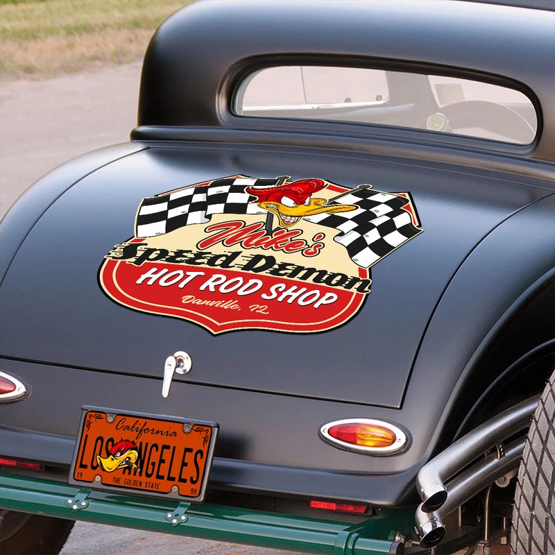 Personalized Speed Demon Hot Rod Woodpecker Vinyl Stickers - Dingmun