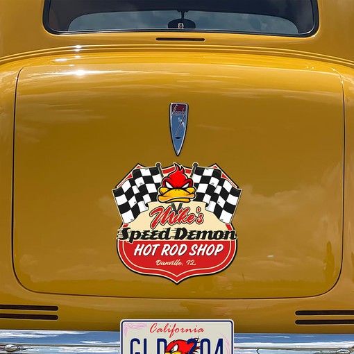 Hot Rod Garage Speed Demon Old School Mr Horsepower Vinyl Wrapped Decal - Dingmun