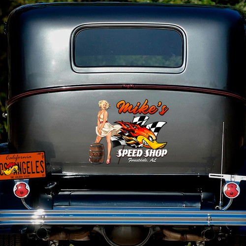 Personalized Hot Rod Shop Mr Horsepower Pin Up Girl Decals - Dingmun
