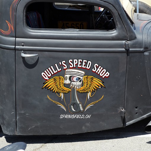 Custom Hot Rod Speed Shop Pinstriping Piston Lettering Vinyl Sticker ...