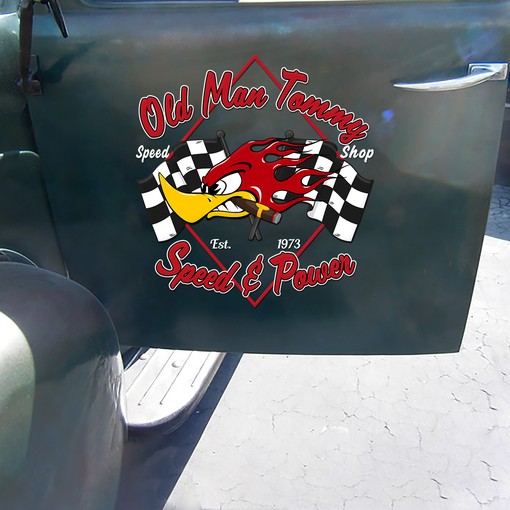 Hot Rod Vinyl Decals - Custom Graphics With Mr. Horsepower Design - Dingmun